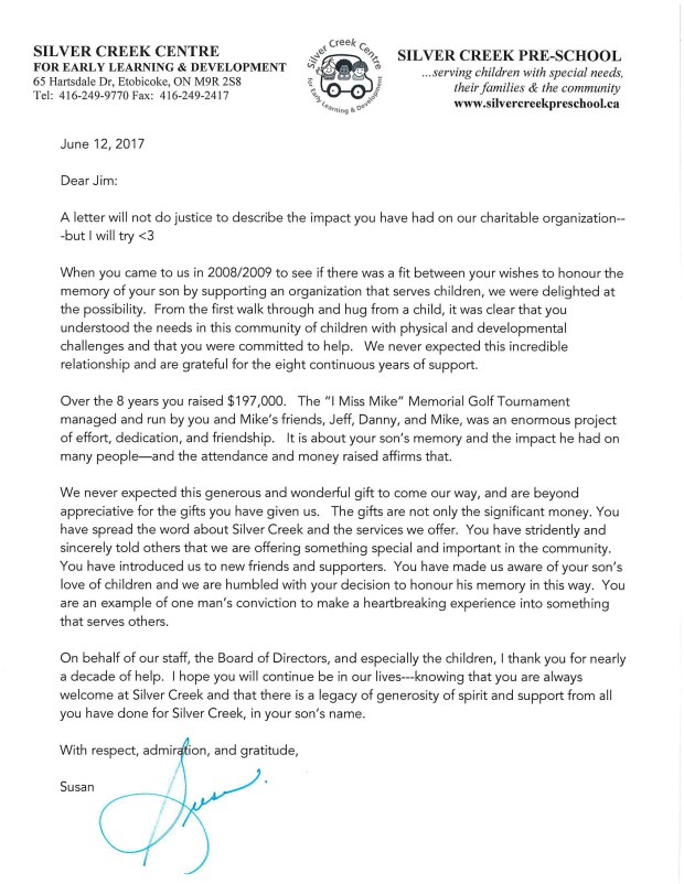 A Thank You From Silver Creek | Mike Serba Memorial Golf Tournament